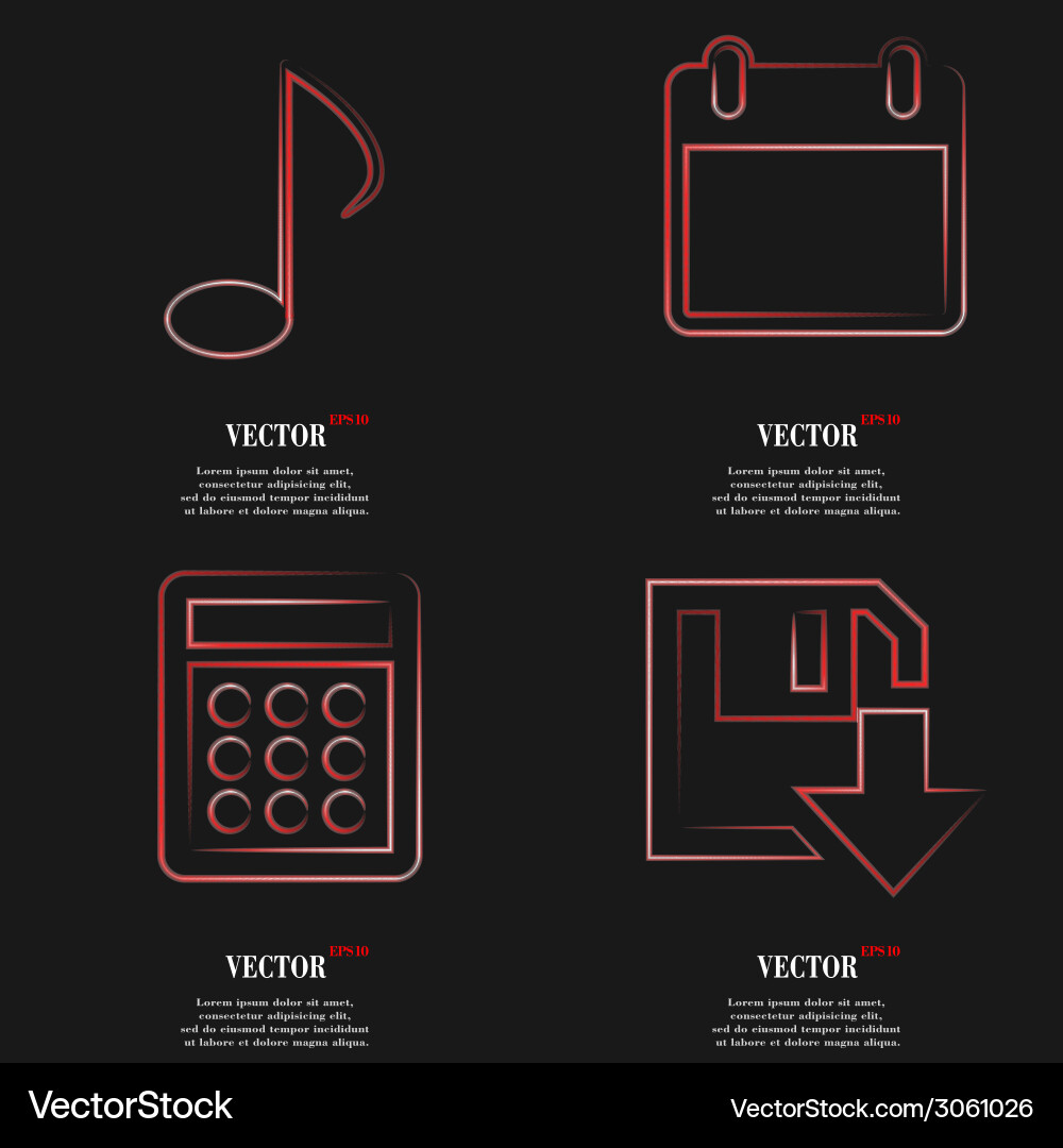 Set of red web icon flat design simple sticker Vector Image