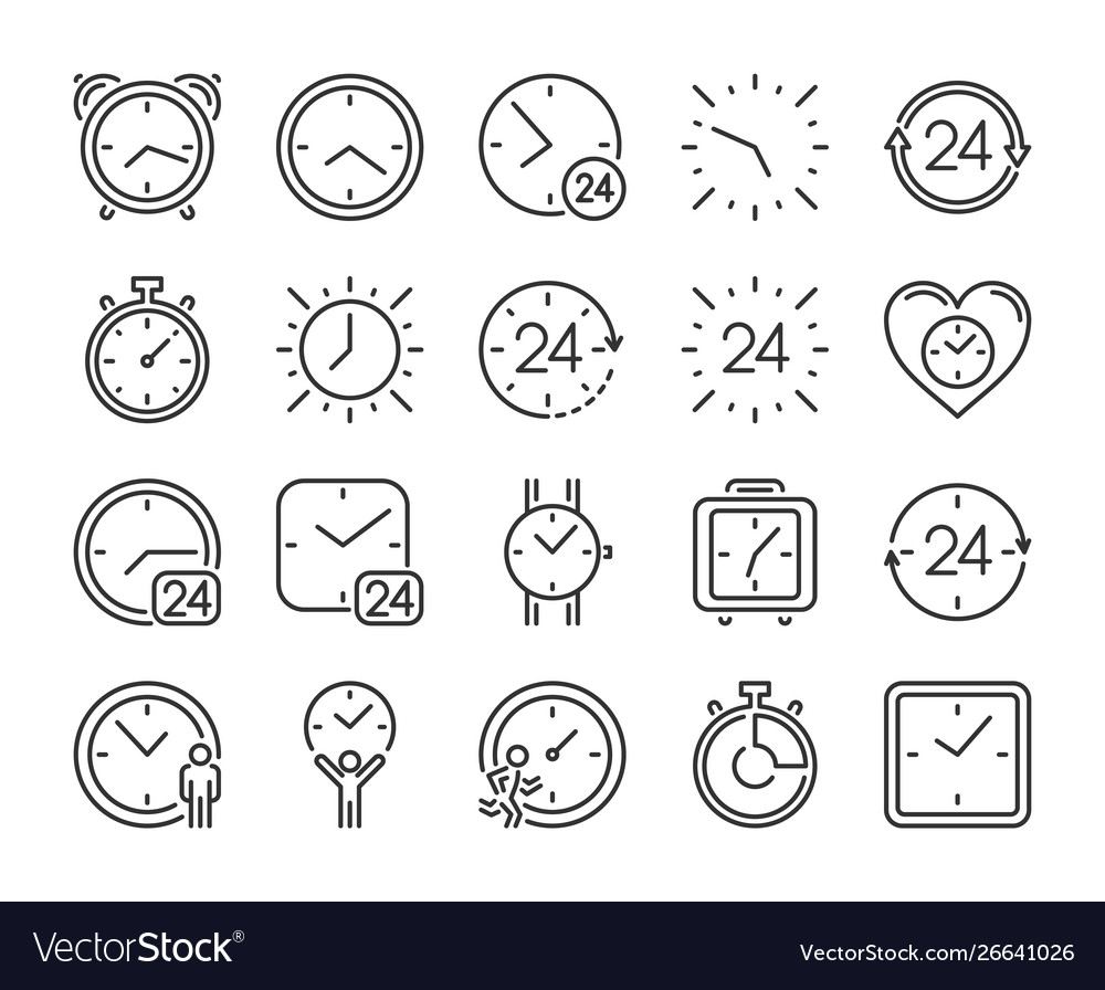 Timer icon time management line icons set Vector Image
