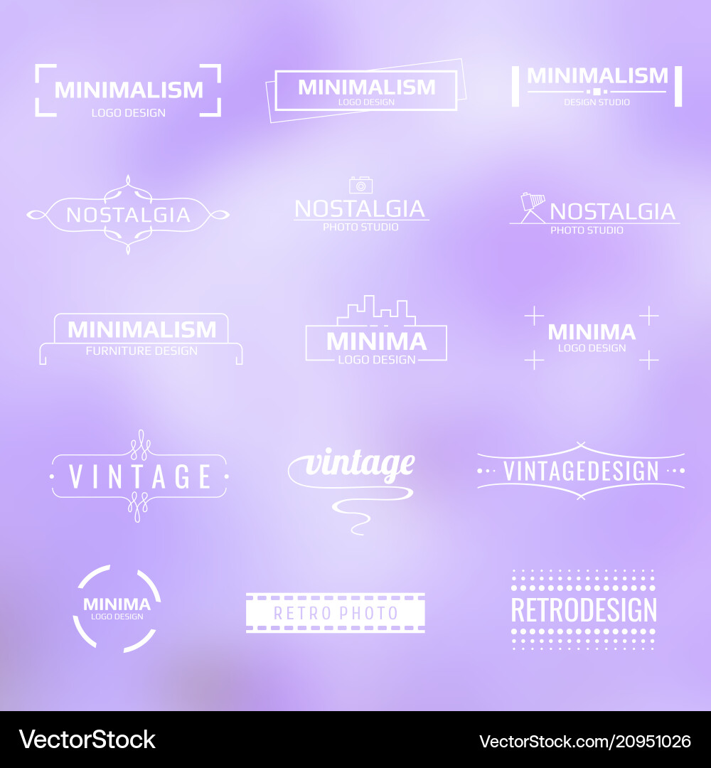 White minimal modern logos vintage labels Vector Image