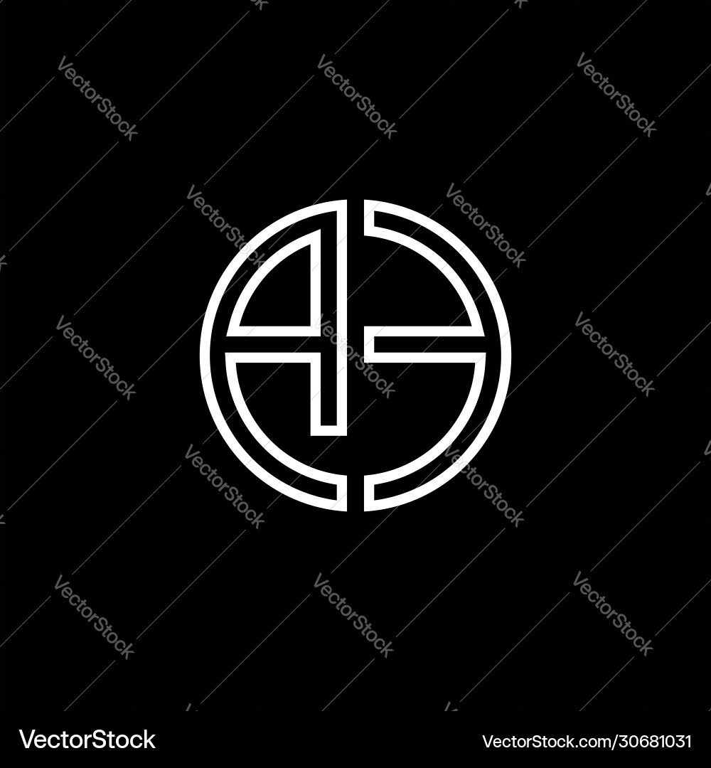 Ae monogram logo circle ribbon style outline Vector Image