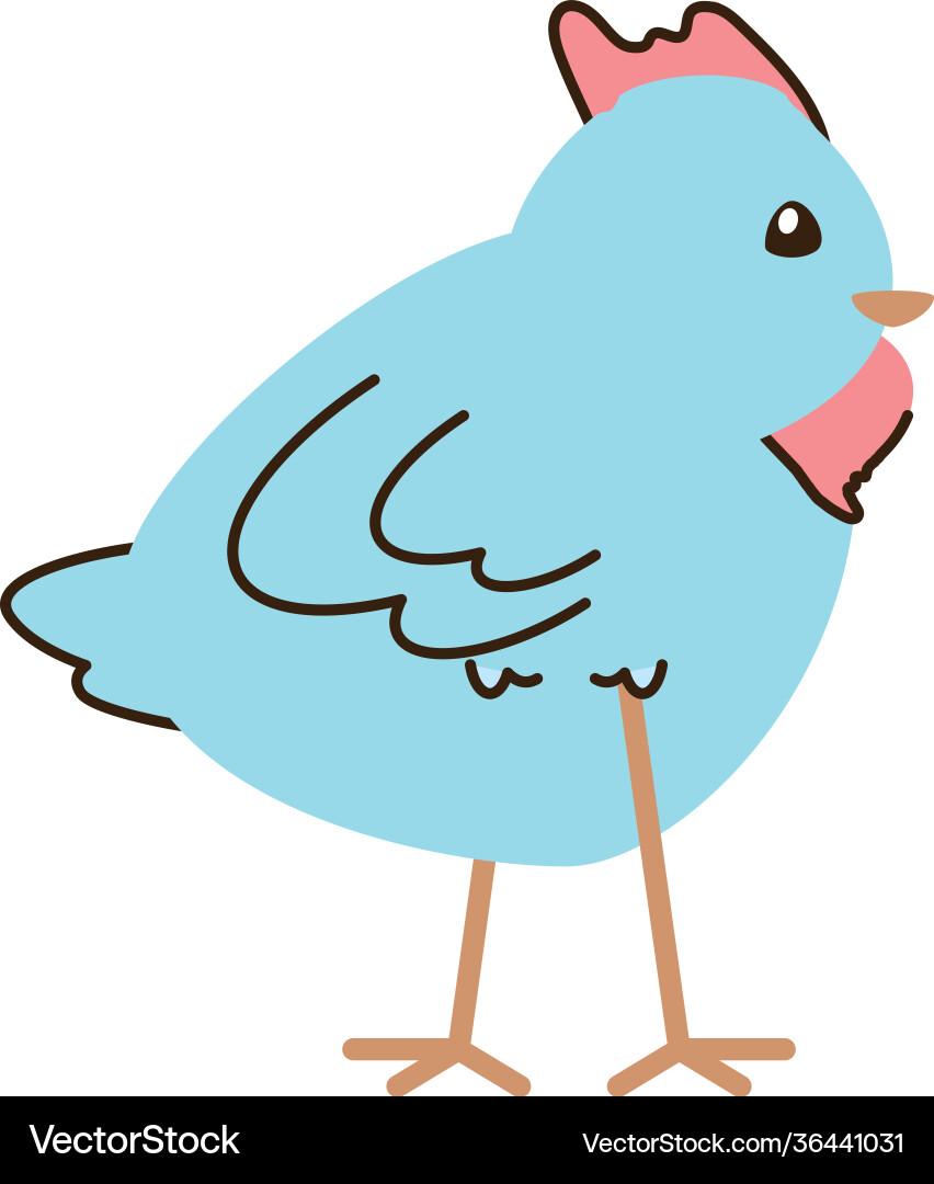 Blue chicken bird cartoon isolated style Vector Image