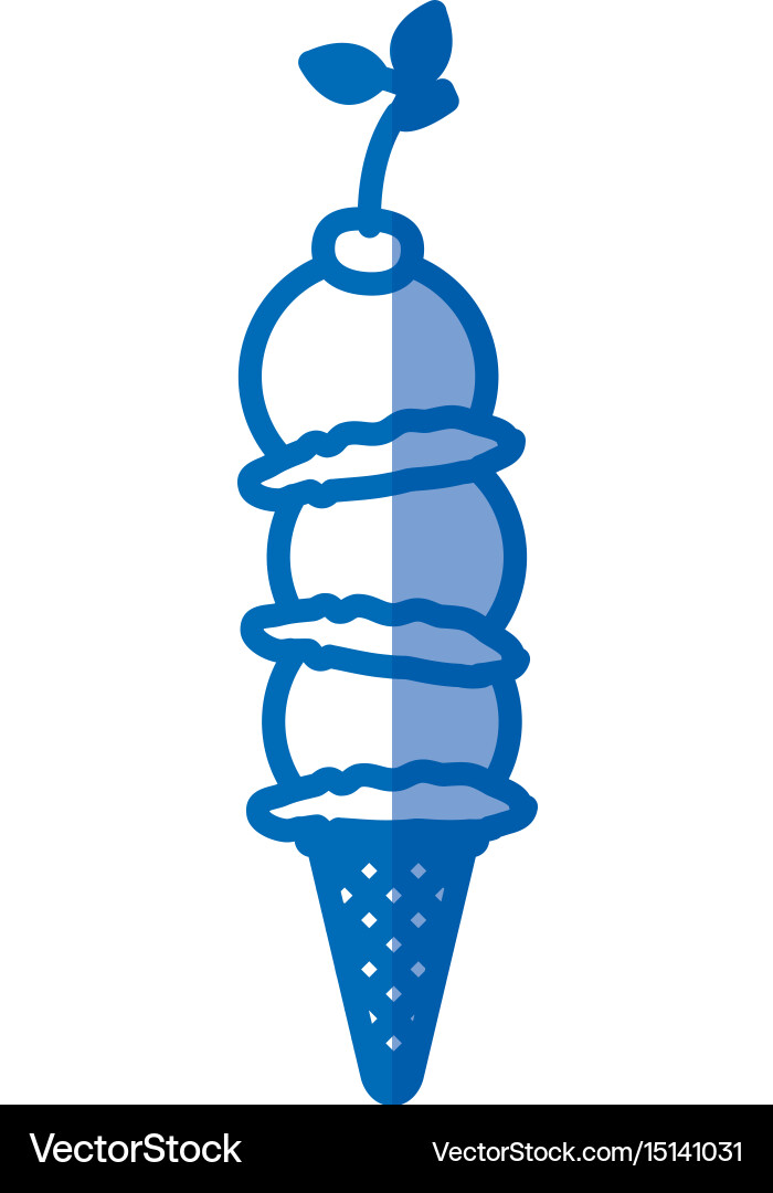 Blue shading silhouette ice cream cone Royalty Free Vector