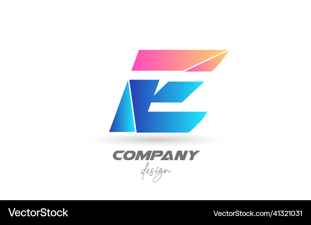 Colorful e alphabet letter logo icon with sliced Vector Image