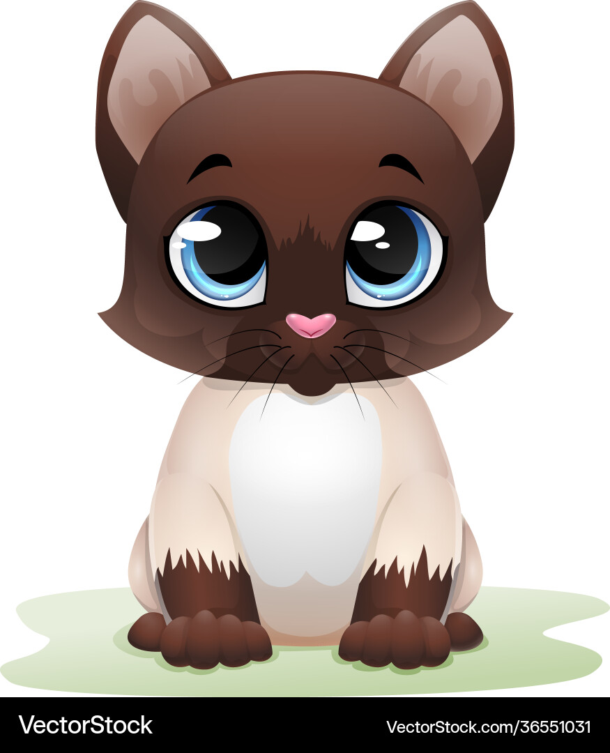 Cute cat cartoon sitting in grass Royalty Free Vector Image