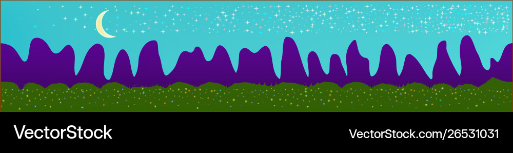 Cyan sky and mountains landscape Royalty Free Vector Image
