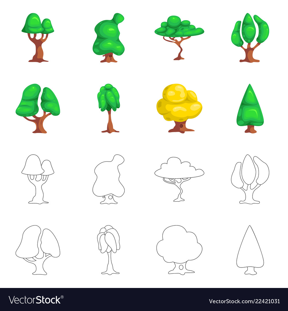 Design of tree and nature sign set Royalty Free Vector Image