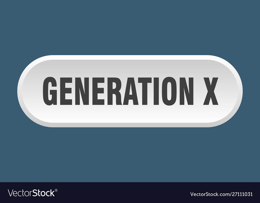 Generation x button rounded white Royalty Free Vector Image