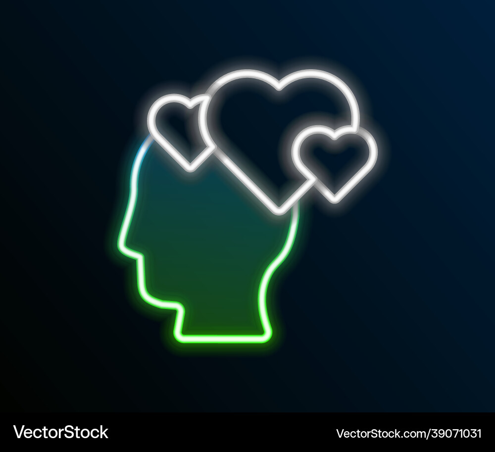Glowing neon line human head with heart icon Vector Image