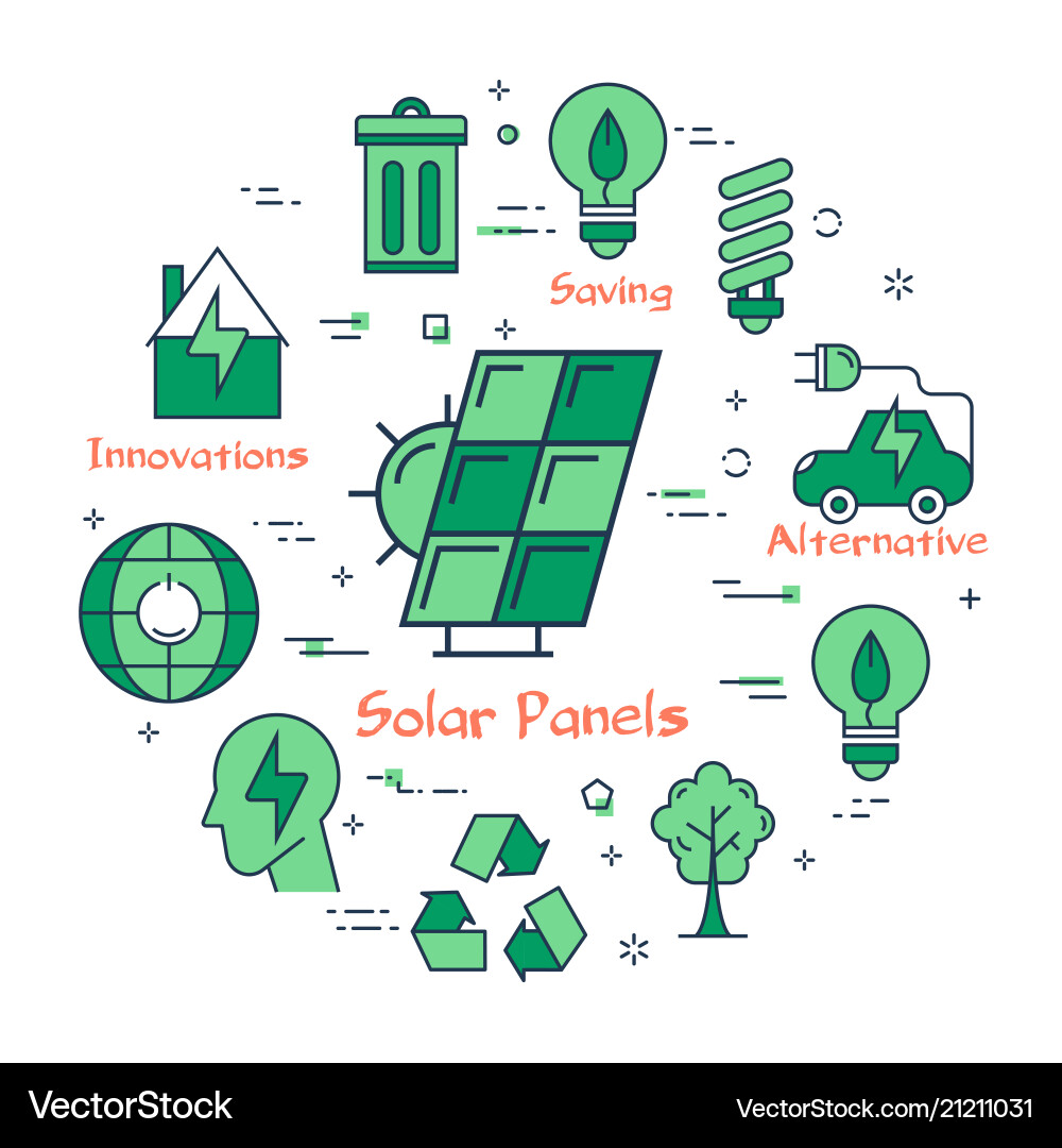 Green icons for alternative innovations Royalty Free Vector
