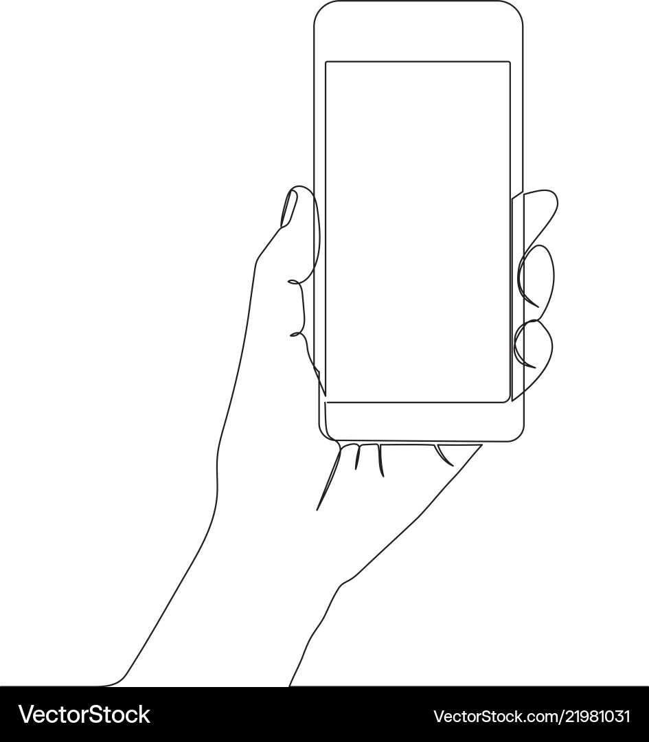 Hand holding phone isolated on white Royalty Free Vector