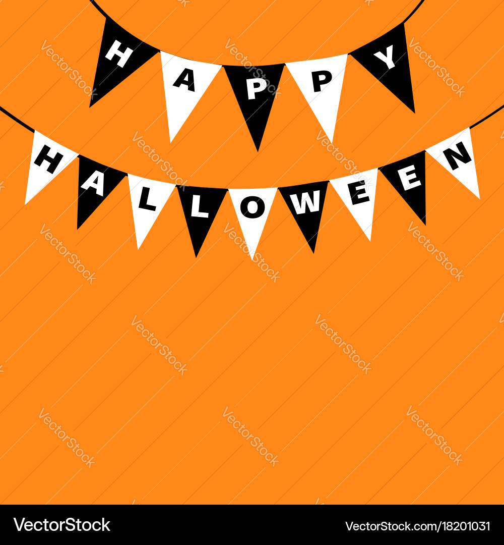 Happy halloween card bunting flags pack letters Vector Image