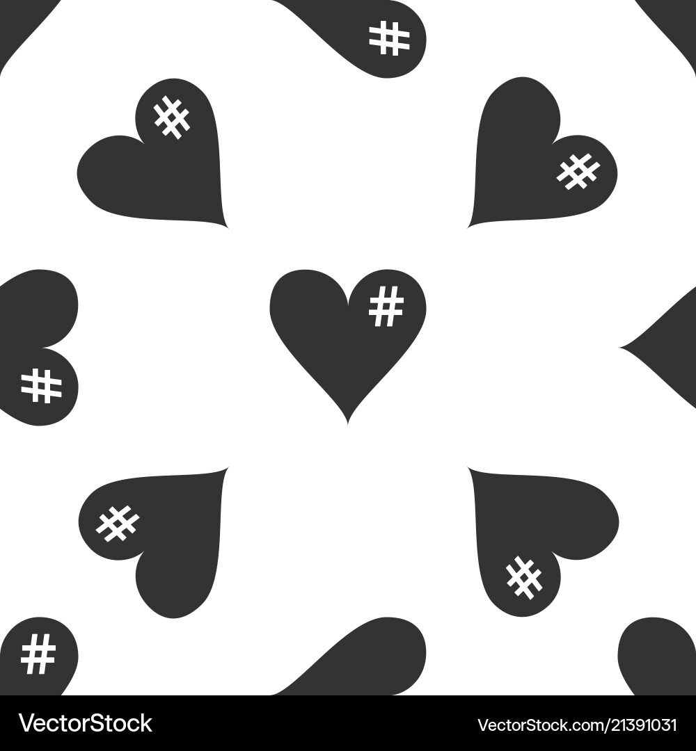 Hash love icon hashtag heart symbol Royalty Free Vector