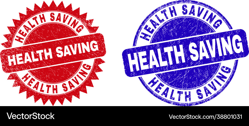 Health saving round and rosette watermarks with Vector Image