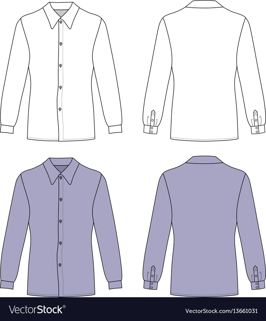 Long Sleeve Mans Buttoned Shirt Royalty Free Vector Image