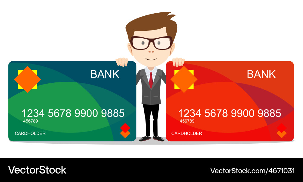 Man holding a bank card Royalty Free Vector Image