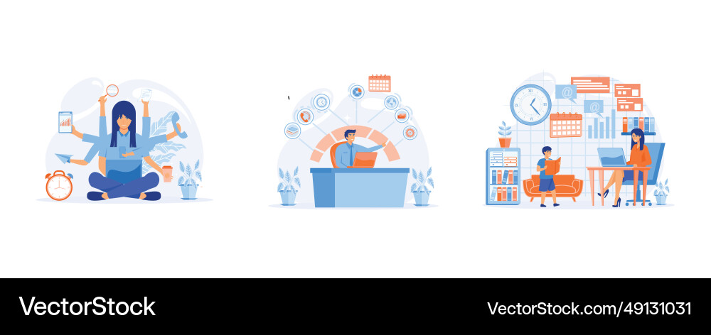 Multitaskingtime management productivity house Vector Image