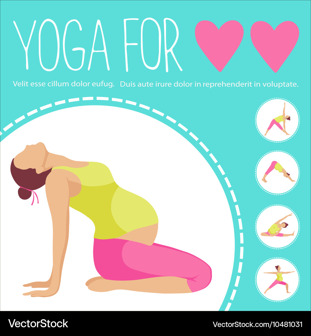 Pregnant woman doing exercise variants poses Vector Image