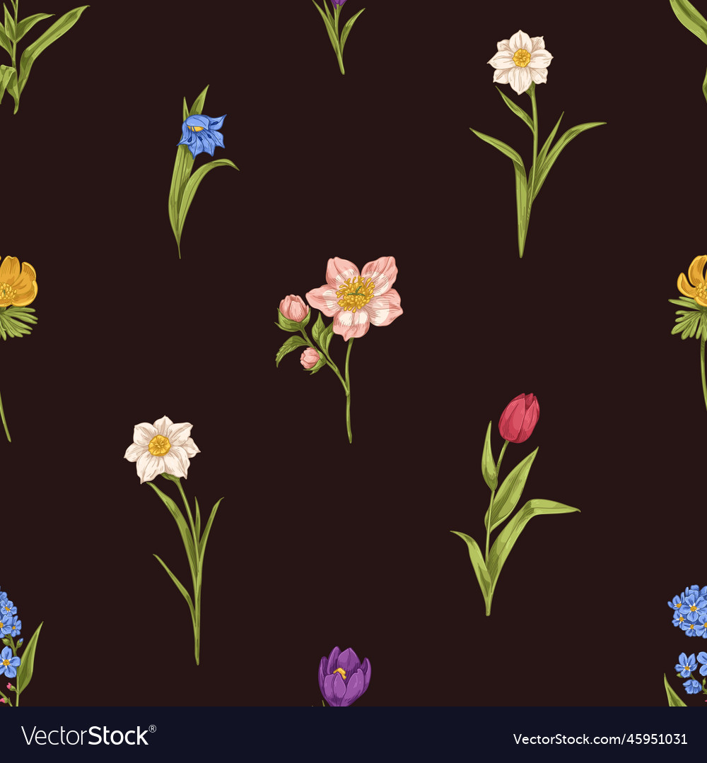 Seamless flower pattern repeating print floral Vector Image