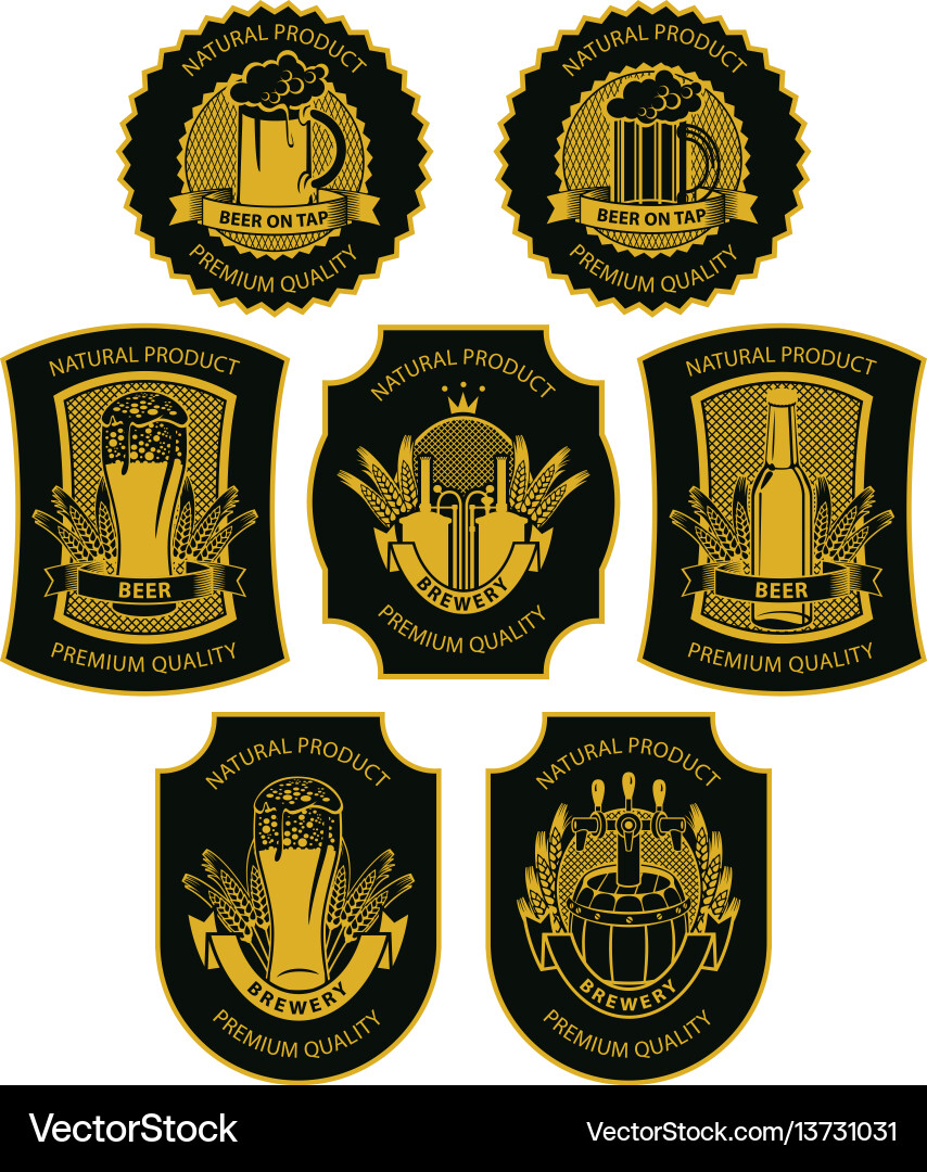 Set beer labels signs symbols Royalty Free Vector Image