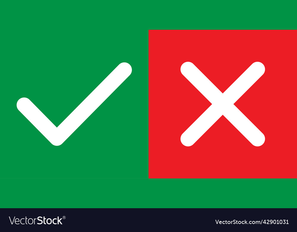 Set of check and cross mark yes and no symbol Vector Image