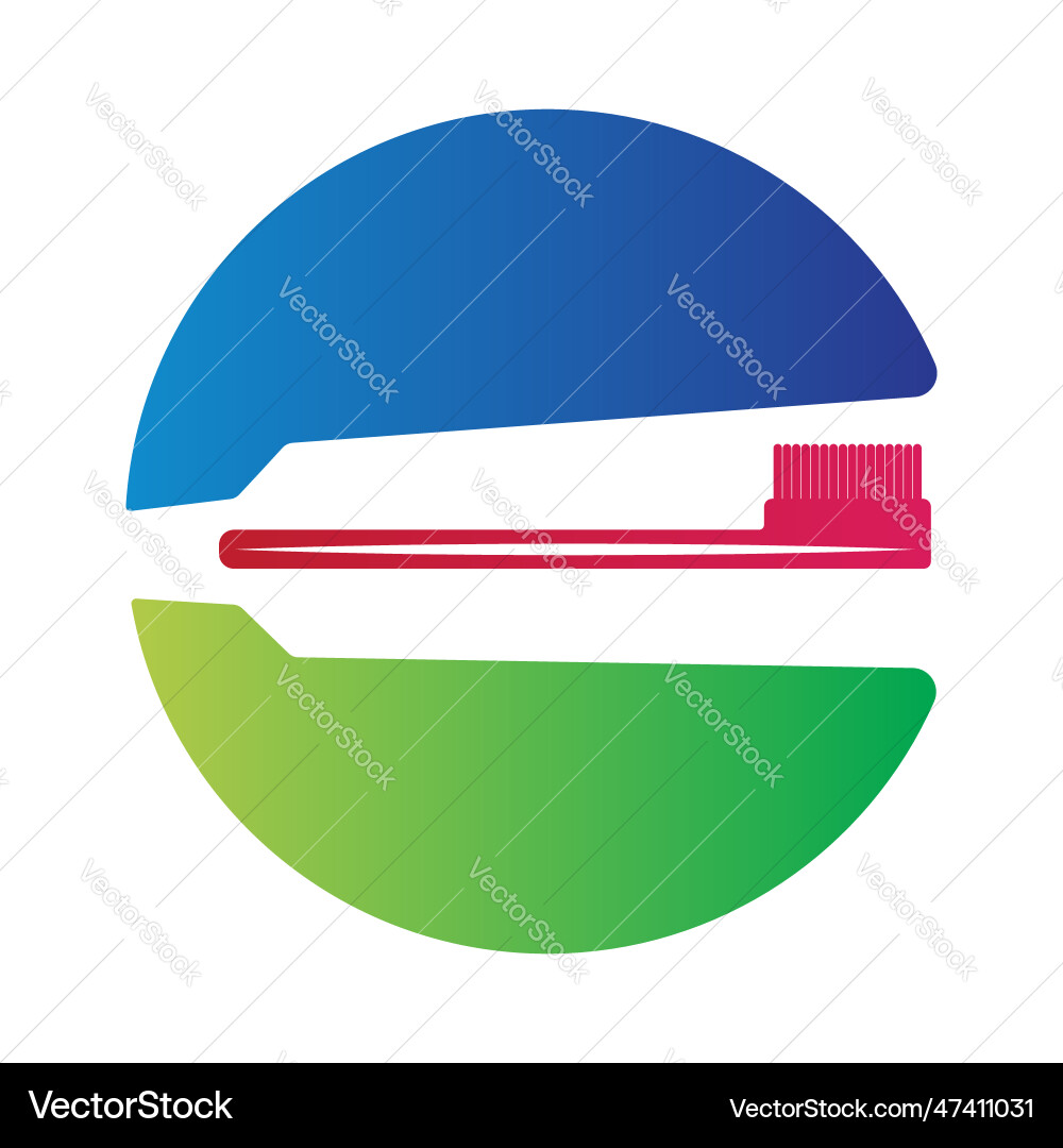 Tooth logo dental toothbrush with circle shape Vector Image