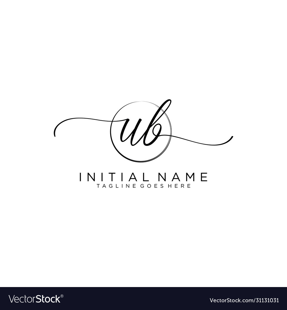 Ub initial handwriting logo with circle template Vector Image