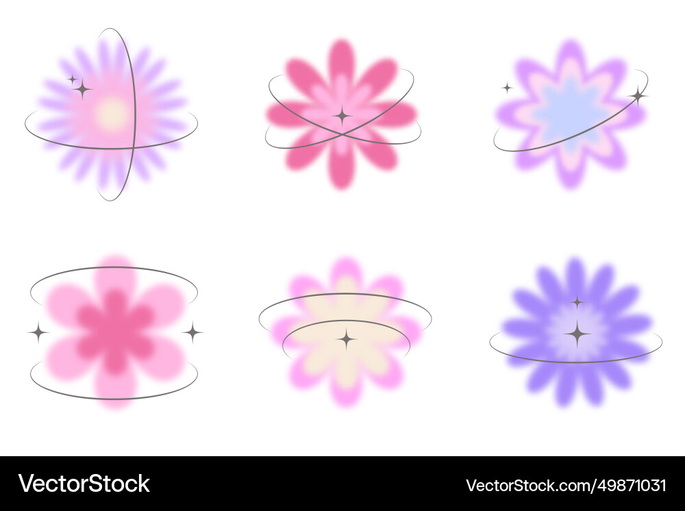 Y2k blurred flower gradient aesthetic stickers Vector Image