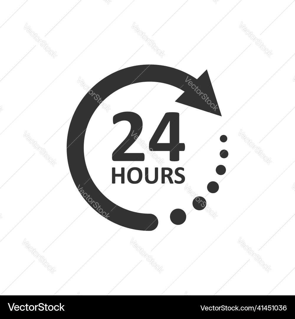 24 hours service icon in flat style all day Vector Image
