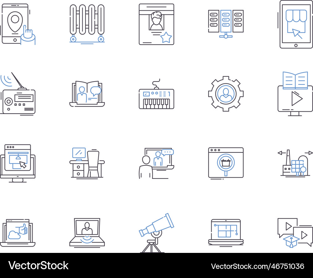 Appliances and computers outline icons collection Vector Image