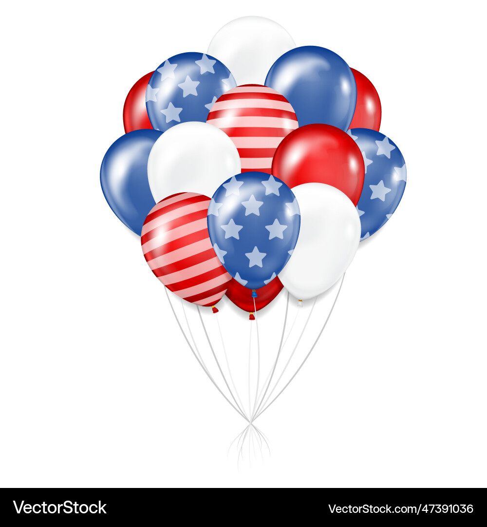 Bundle of balloons with usa flag Royalty Free Vector Image
