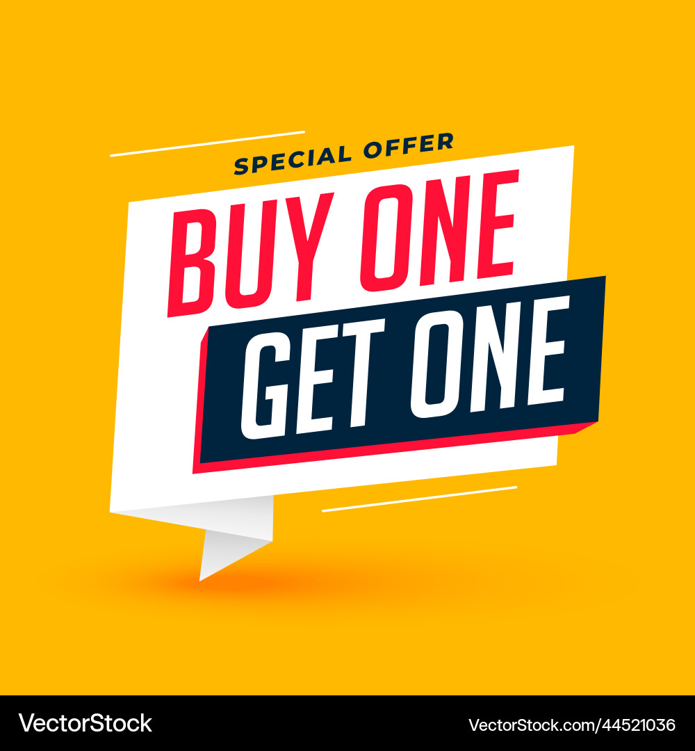 Buy one get banner in chat bubble style Royalty Free Vector