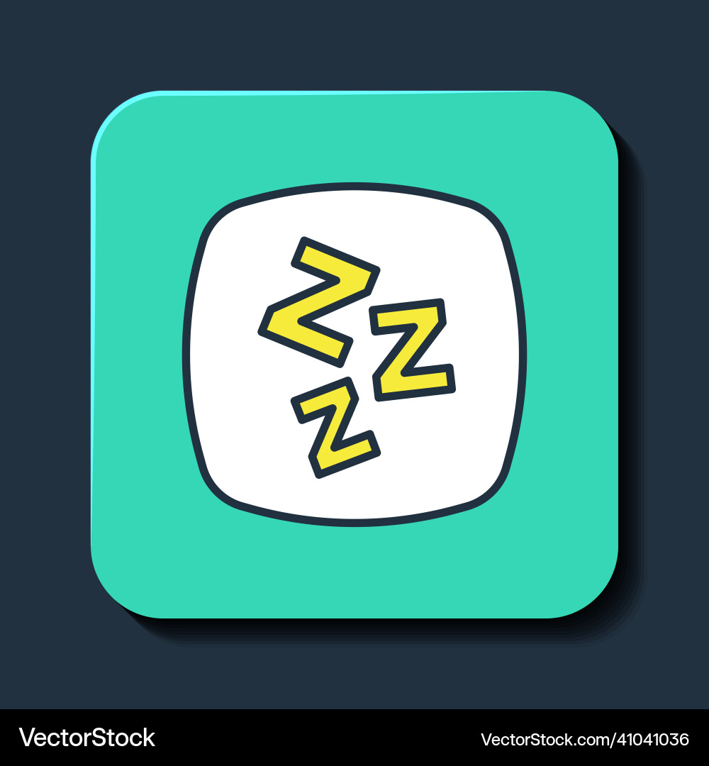 Filled outline sleepy icon isolated on blue Vector Image