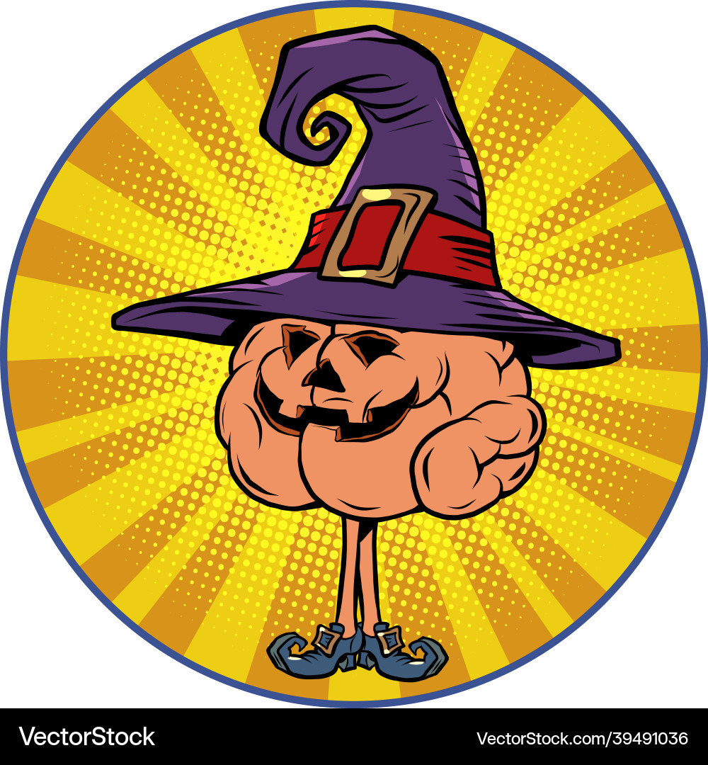 Halloween pumpkin holiday human brain character Vector Image