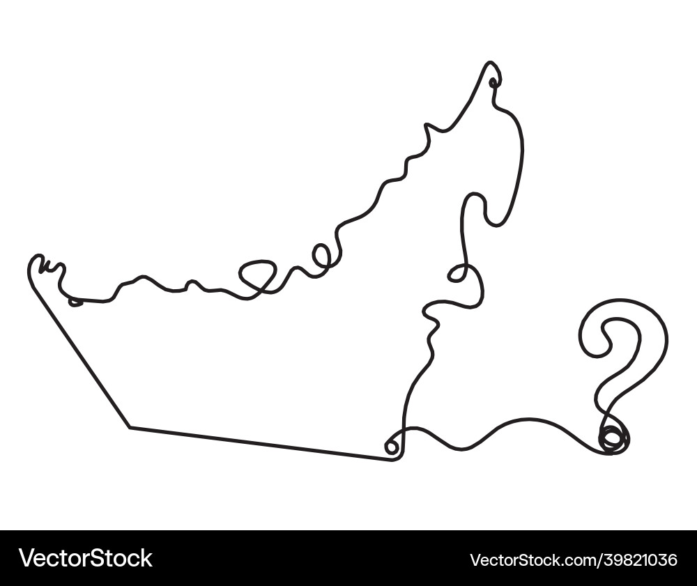 Map of uae with question mark as line drawing Vector Image