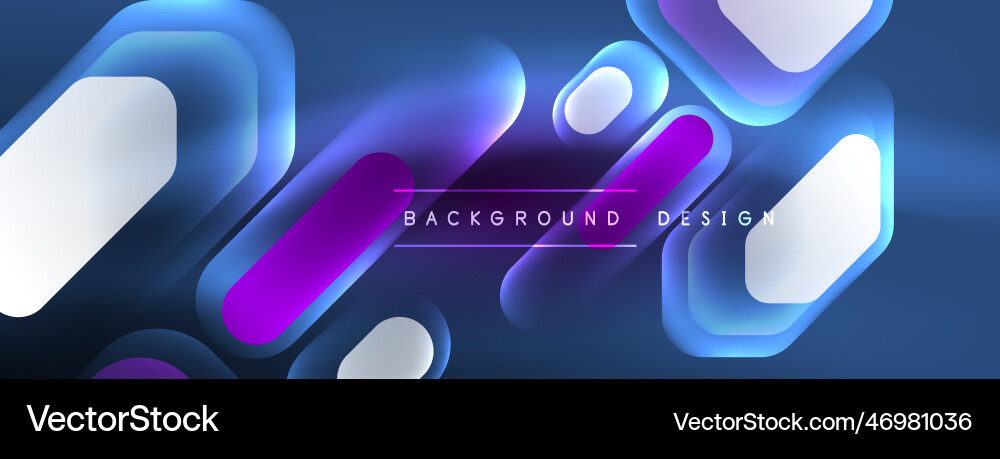 Neon lines squares and round shapes abstract Vector Image