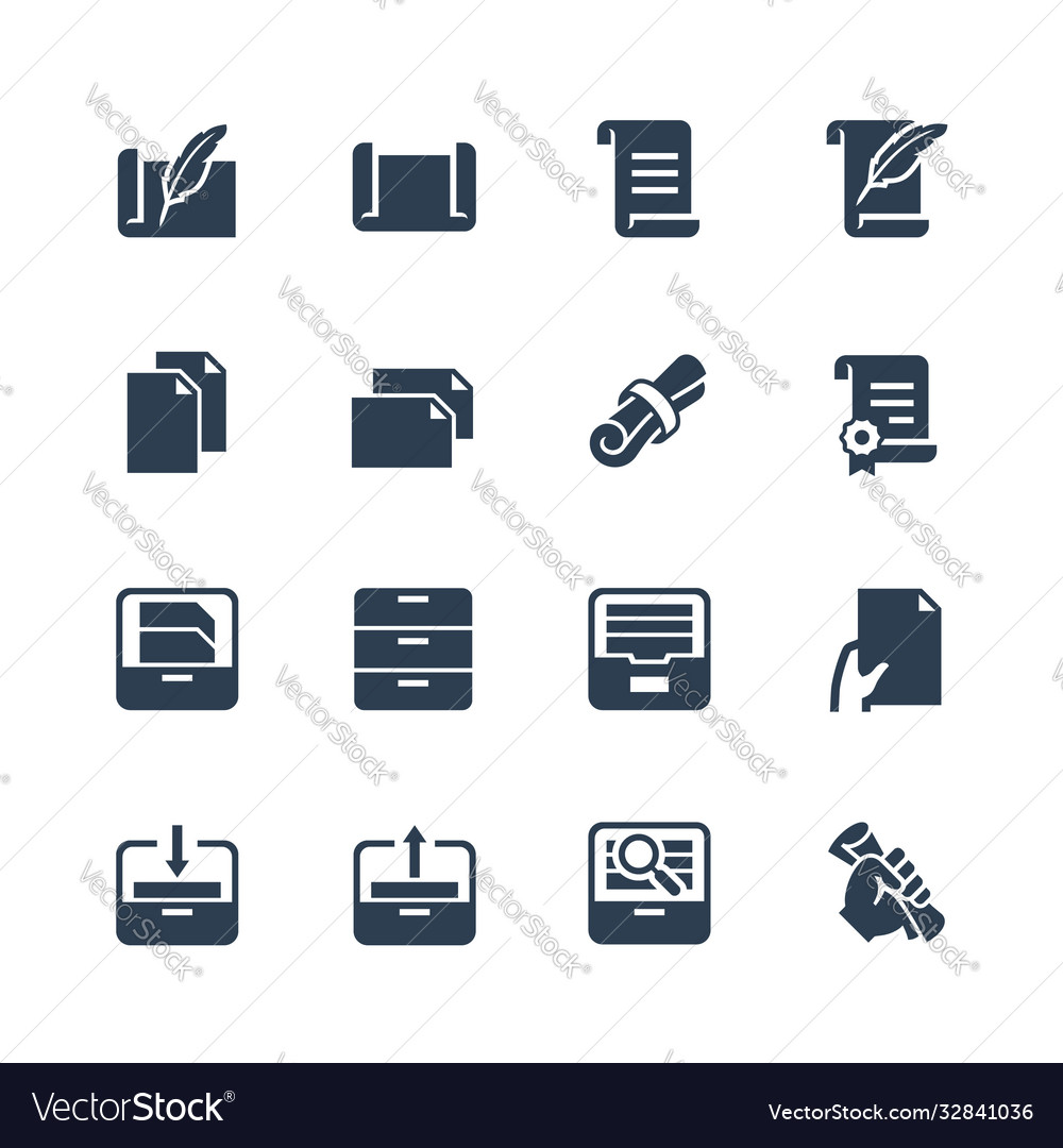 Paper documents and archive related icon set Vector Image