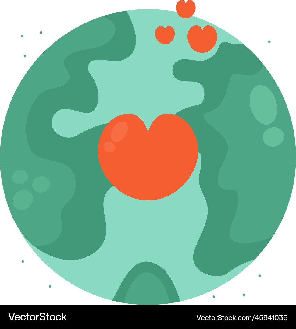 Planet earth with a heart Royalty Free Vector Image