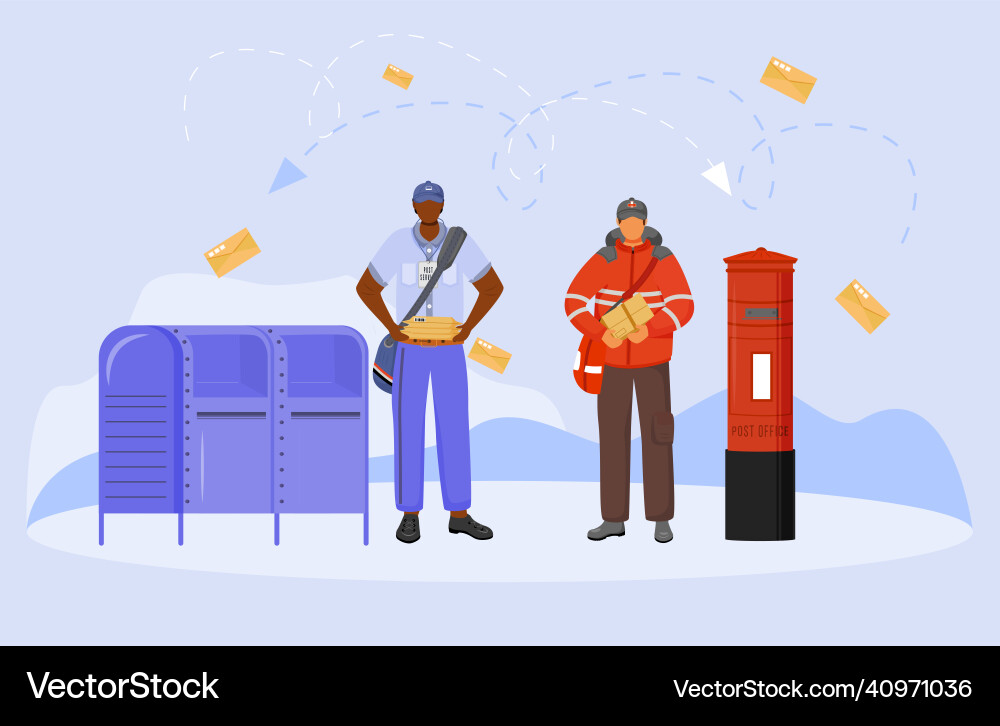 Post office male workers flat color royal mail Vector Image