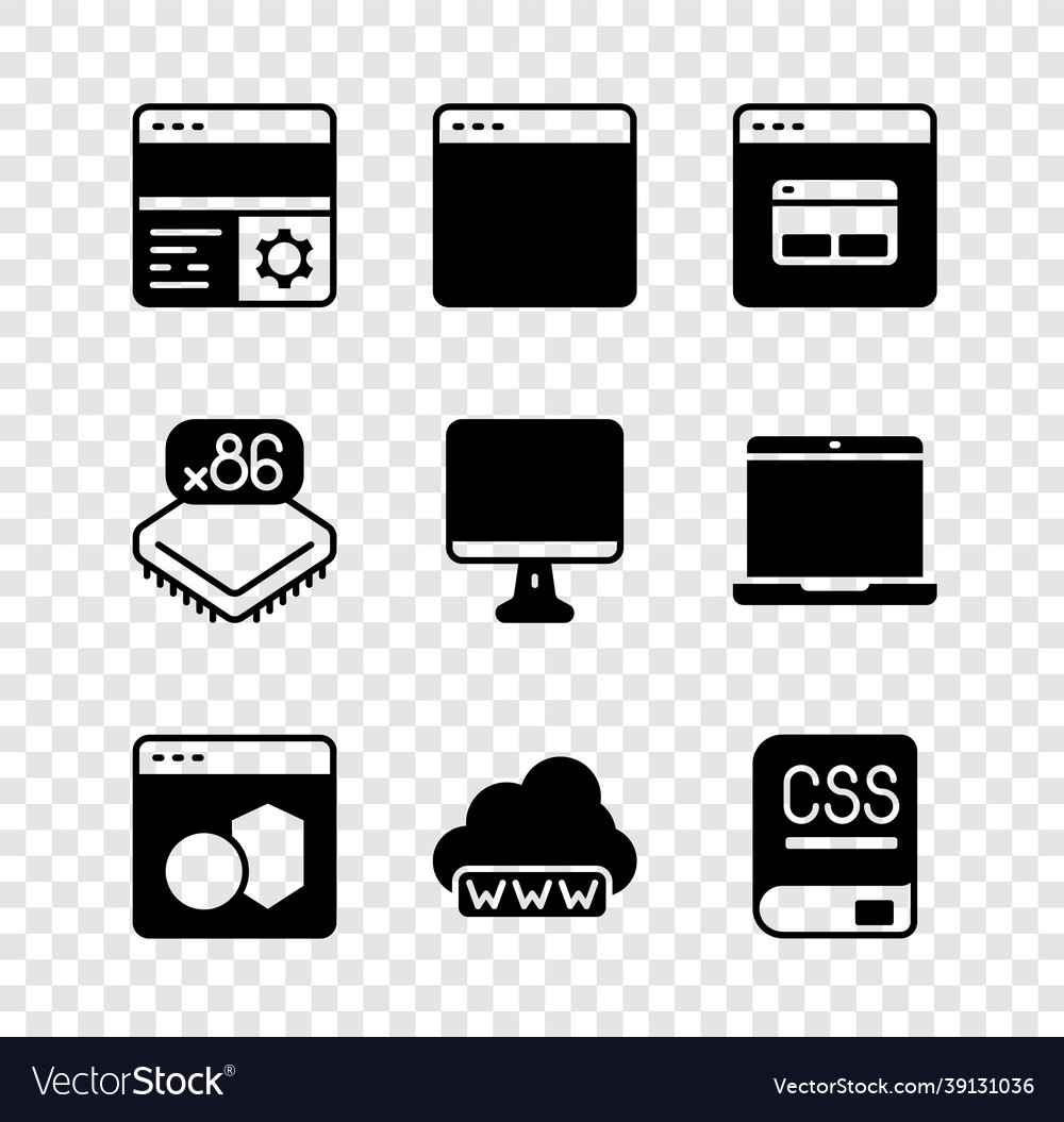 Set debugging browser window search engine Vector Image Set debugging browser window search engine Vector Image