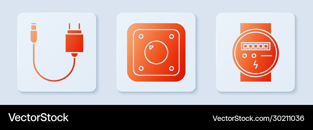 Set electric light switch charger and electric Vector Image