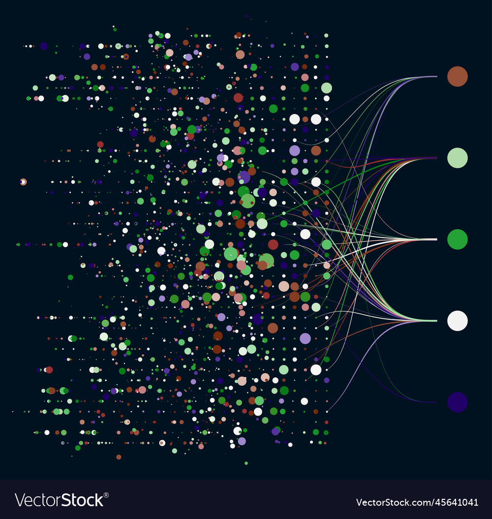 Abstractly arranged dots are connected by lines Vector Image