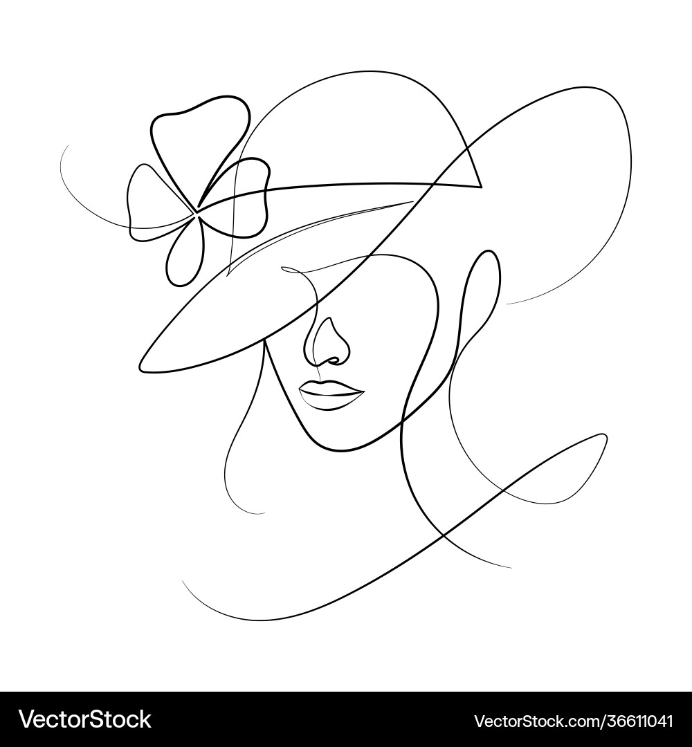 Beautiful female line art drawing Royalty Free Vector Image