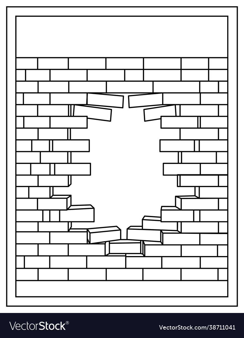 Broken wall Royalty Free Vector Image - VectorStock