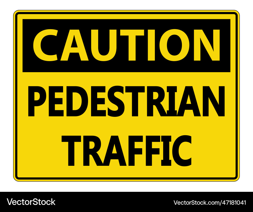 Caution pedestrian traffic sign on white Vector Image