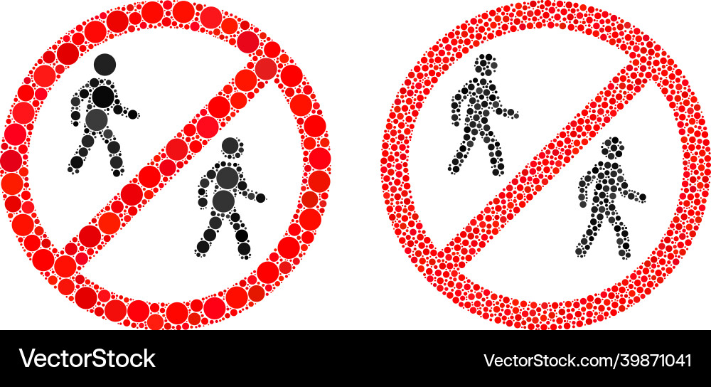 Circle stop pedestrian men icon mosaic Royalty Free Vector