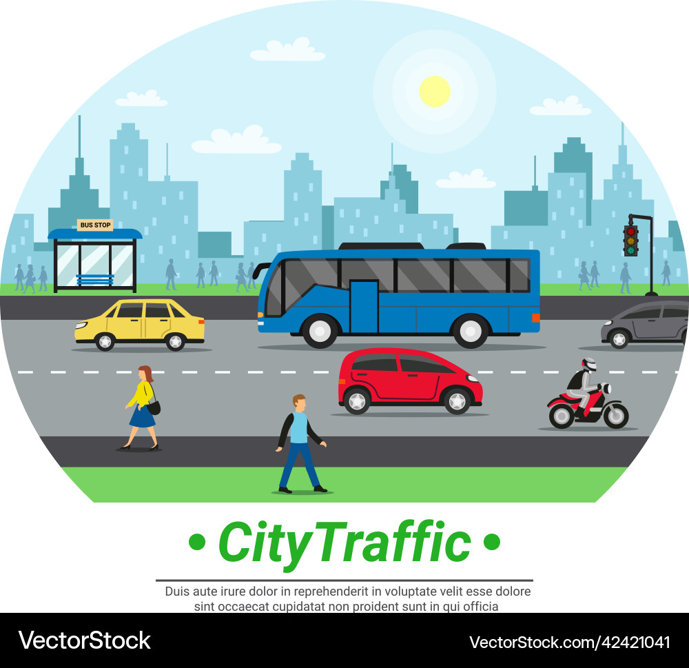 City street traffic flat circle Royalty Free Vector Image