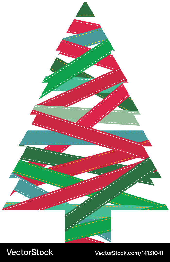 Colorful christmas tree silhouette covered Vector Image