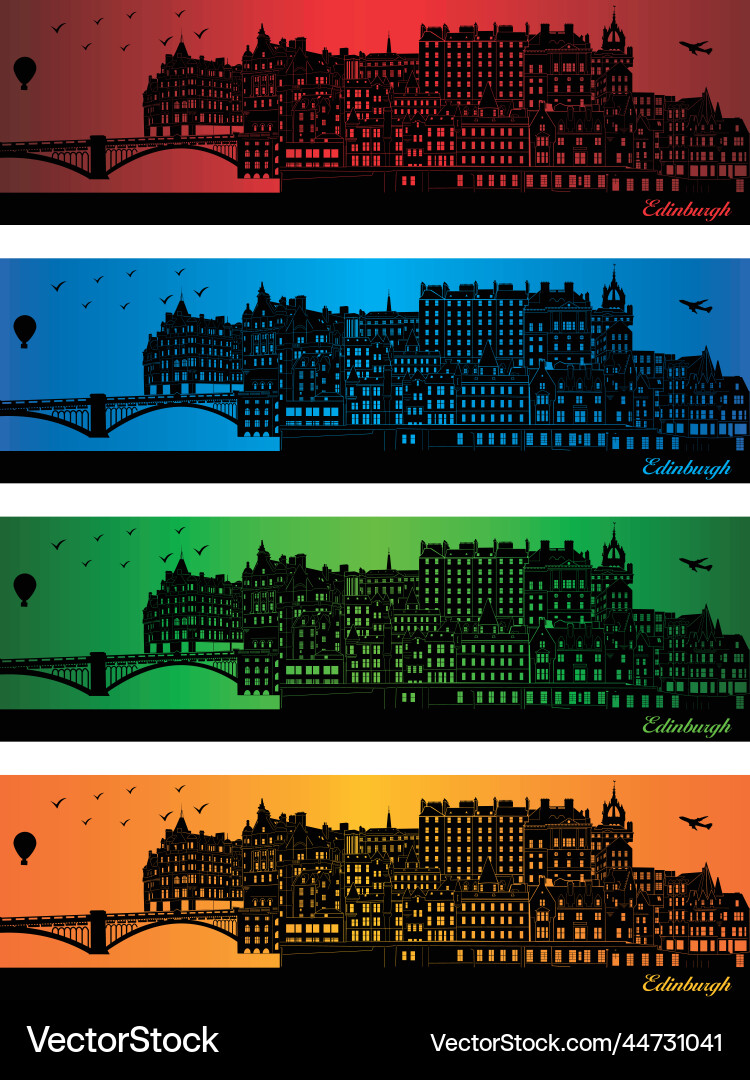 Edinburgh city in a four different colors Vector Image