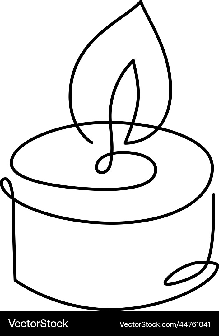 Hand drawn christmas one line burning candle Vector Image