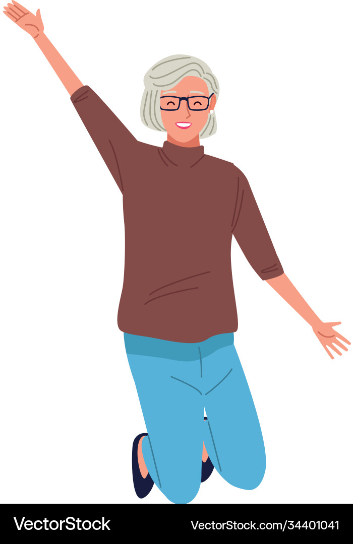 Happy old woman celebrating character Royalty Free Vector